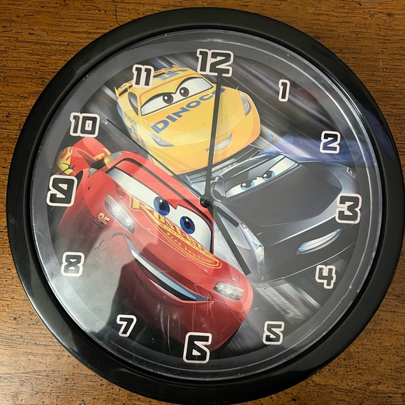 Other | Disney Pixar Cars Wall Clock Works Lightning Mcqueen | Poshmark